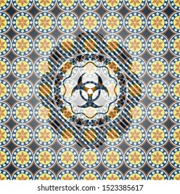 Biohazard Icon Inside Arabesque Emblem Background Stock Vector (Royalty ...