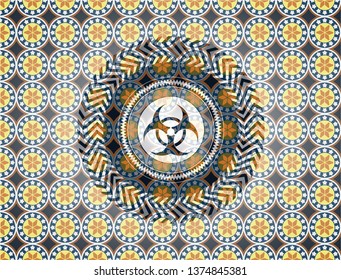 Biohazard Icon Inside Arabic Badge Background Stock Vector (Royalty ...