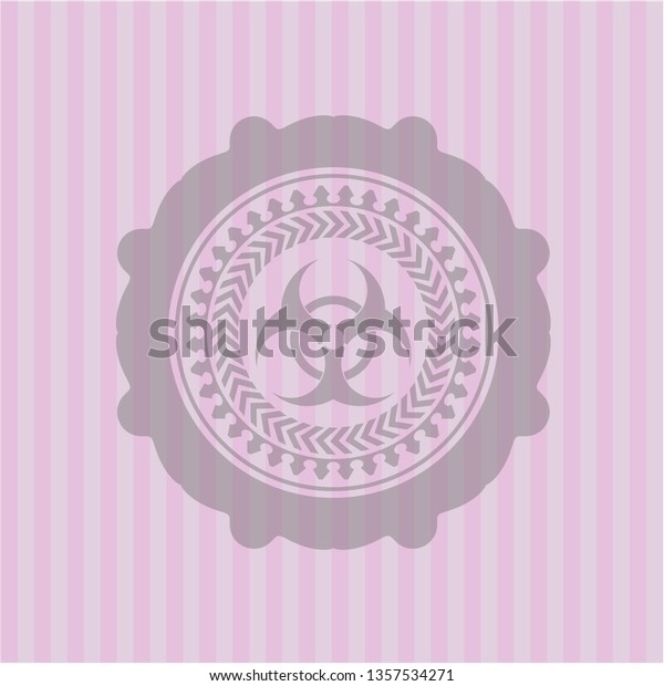 Biohazard Icon Inside Badge Pink Background Stock Vector (Royalty Free ...