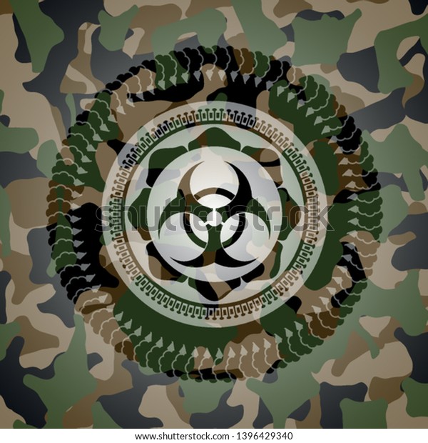 Biohazard Icon On Camouflage Texture Stock Vector (Royalty Free ...