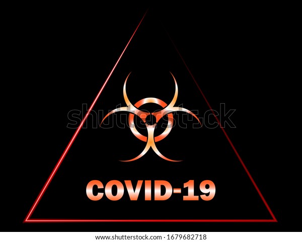 Biohazard Symbol Triangle On Black Background Stock Vector (Royalty ...