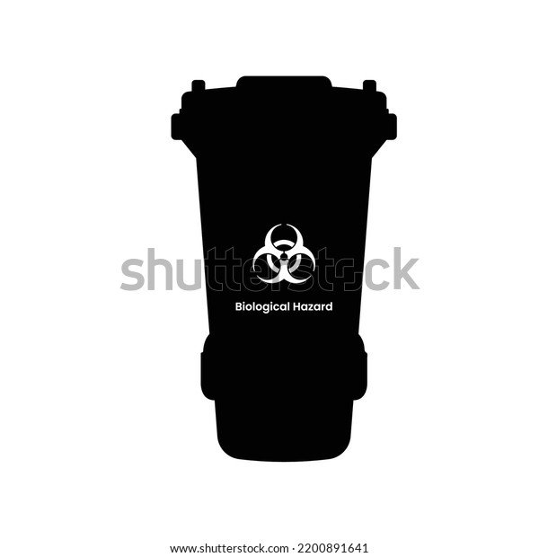 Biohazard Trash Bin Silhouette Black White Stock Vector (Royalty Free ...