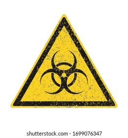 Biohazard Yellow Warning Triangle Icon Grunge Stock Vector (Royalty ...