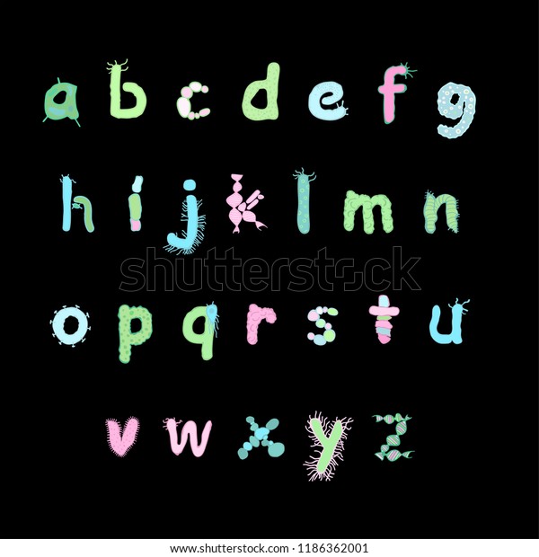 Biological Bacteria Font Microbes Germs Unique Stock Vector (Royalty ...