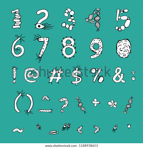 Biological Bacteria Font Microbes Germs Unique Stock Vector (Royalty ...