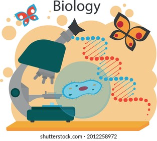 Biology School Subject Illustration Microscope Dna Stock Vector ...