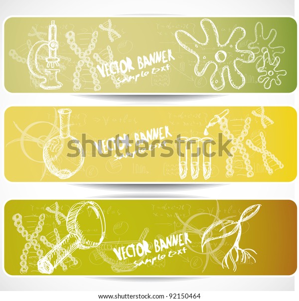Biology Web Banners Stock Vector (Royalty Free) 92150464 | Shutterstock