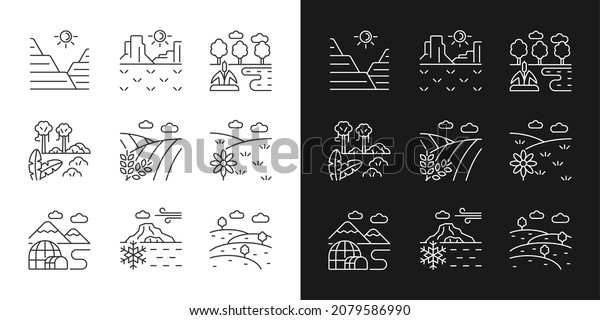 Biomes Landforms Linear Icons Set Dark Stock Vector (Royalty Free ...