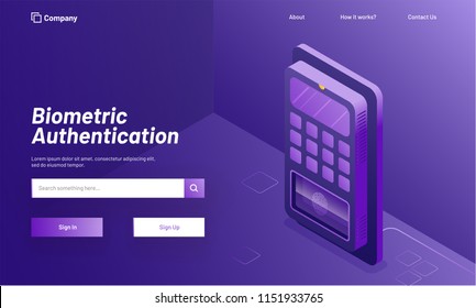 Biometric Authentication Concept Login Sign Page Stock Vector (Royalty ...