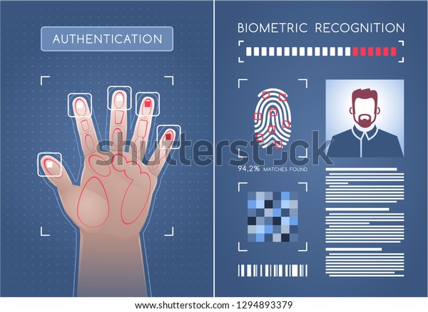 Biometric Authentication Two Graphic Screens Representing Stock Vector ...
