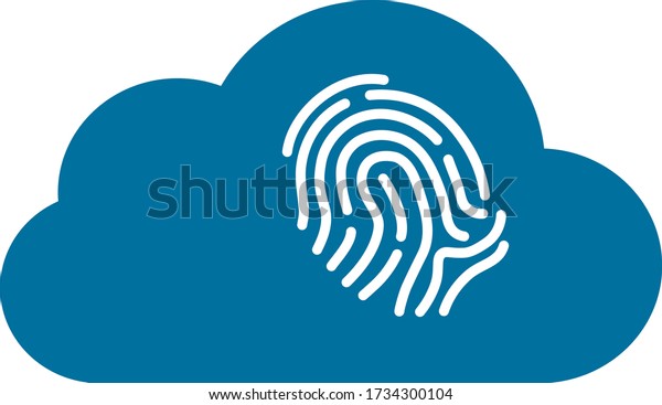 Vektor Stok Biometric Identification Icons Cloud Fingerprint Cyber ...