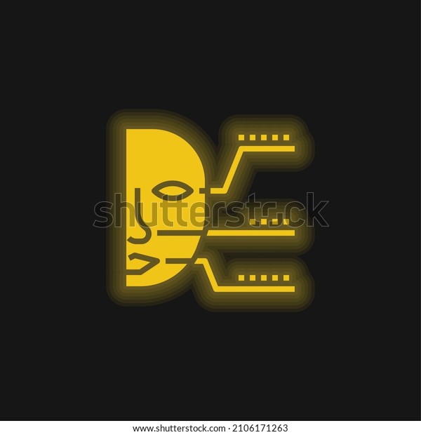 Biometric Identification Yellow Glowing Neon Icon Stock Vector (Royalty ...