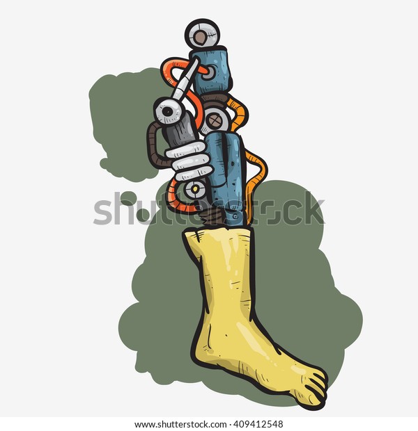 Bionic Feet Leg Drawing Cartoon Stock Vector (Royalty Free) 409412548 ...