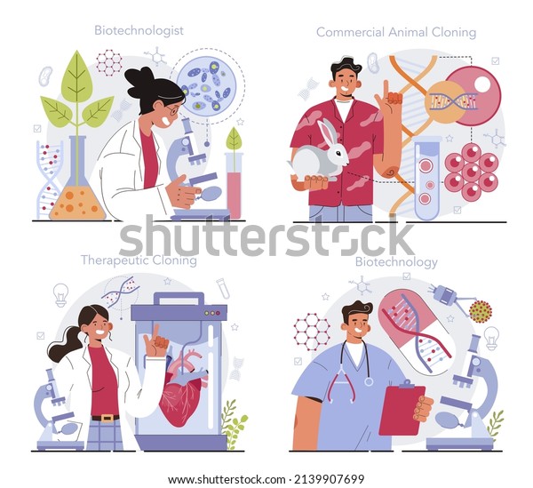 Biotechnology Concept Set Cellular Biomolecular Processes Stock Vector ...