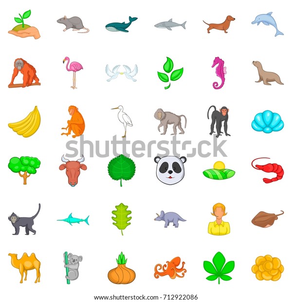 Biotic Icons Set Cartoon Style 36 Stock Vector (Royalty Free) 712922086 ...