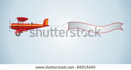 Biplane Aircraft Pulling Advertisement Banner Vector de stock (libre de ...