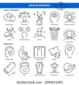 Bipolar Disorder Icon Set Linear Style Stock Vector (Royalty Free ...