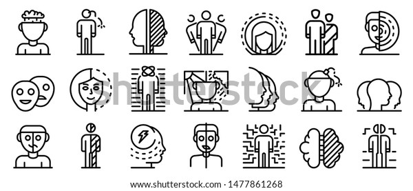 Bipolar Disorder Icons Set Outline Set Stock Vector (Royalty Free ...