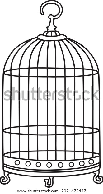 Bird Cage Line Vector Illustration Isolated Stock Vector (Royalty Free ...