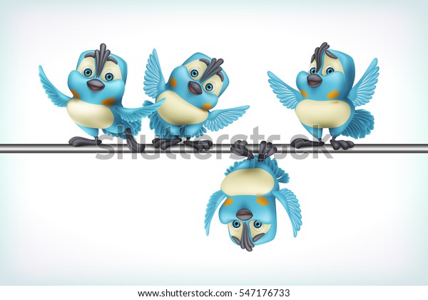 Bird Hanging Upside Down On Wire Stock Vector (Royalty Free) 547176733