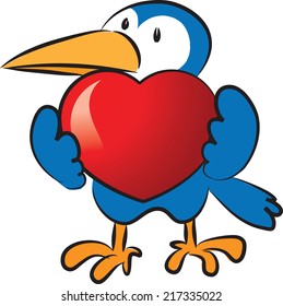 Bird Holding Heart Shape Stock Vector (Royalty Free) 217335022 ...