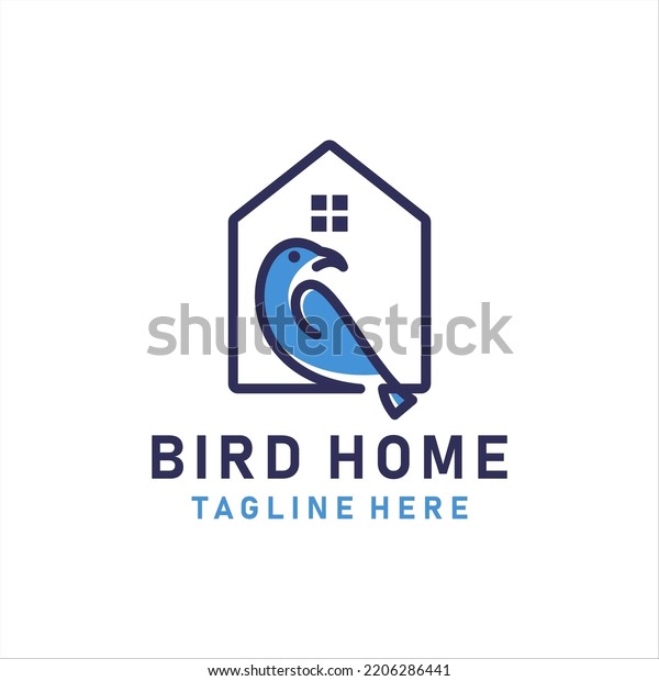 Bird Home Logo Design Line Art Stock Vector (Royalty Free) 2206286441 ...