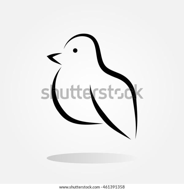 Bird Icon Outline Drawn By Hand Stock Vector (Royalty Free) 461391358 ...