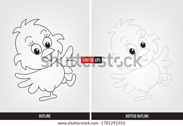 Bird Illustration Color Trace Tracing Worksheet Stock Vector (Royalty ...