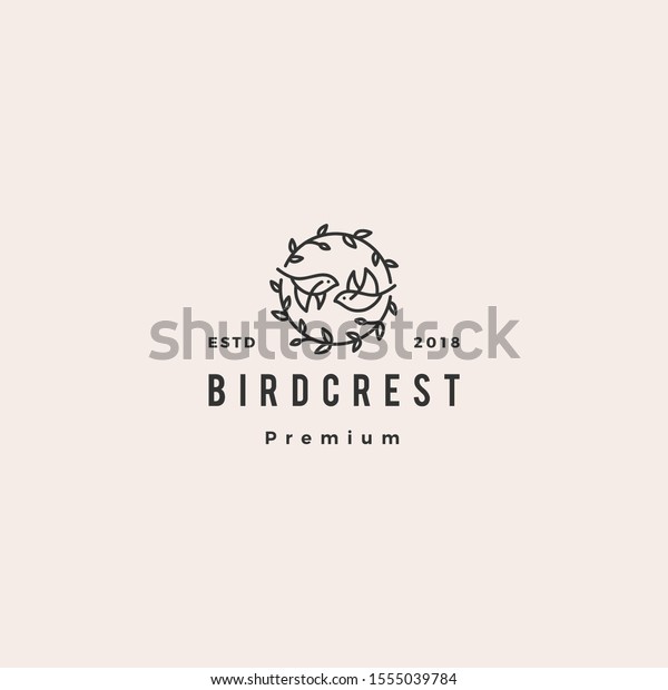 Bird Leaf Crest Logo Hipster Retro Stock Vector (Royalty Free ...