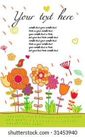 Bird On Flowers Summer Vector Background Stock Vector (Royalty Free ...