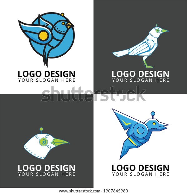 Bird Robot Logo Design Collection Stock Vector (Royalty Free ...