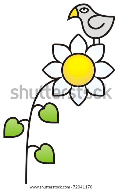 Bird Sitting On Big Flower Stock Vector (Royalty Free) 72041170 ...