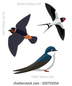 Bird Swallow Set Cartoon Vector Illustration Stock Vector (Royalty Free ...