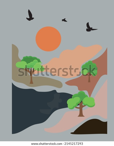 Bird Tree Vector Illustration Plant Art Stock Vector (Royalty Free ...