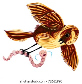 Bird Worm Comic Illustration Sparrow Crying Stock Vector (Royalty Free ...