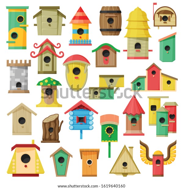 Birdhouse Vector Cartoon Set Iconvector Illustration Stock Vector ...