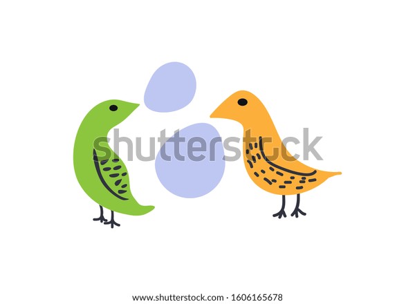 Birds Conversation Vector Cartoon Illustration Stock Vector (Royalty ...