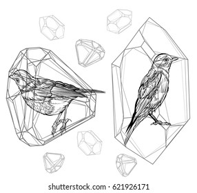 Birds Crystal Vector Illustration Isolated On Stock Vector (Royalty ...
