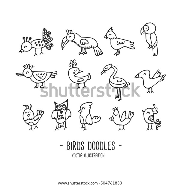 Birds Doodles Hand Draw Stock Vector (Royalty Free) 504761833