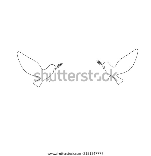 Birds Dove Line Drawing Vector Illustration Stock Vector (Royalty Free ...