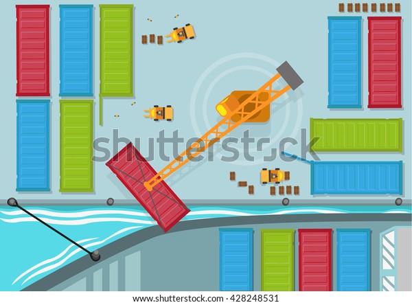 Birds Eye View Shipping Container Being Stock Vector (Royalty Free ...