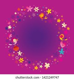 Birds Flowers Frame Border Design Elements Stock Vector (Royalty Free ...