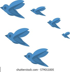 Birds Flying Formation Vector Illustration: เวกเตอร์สต็อก (ปลอดค่า ...