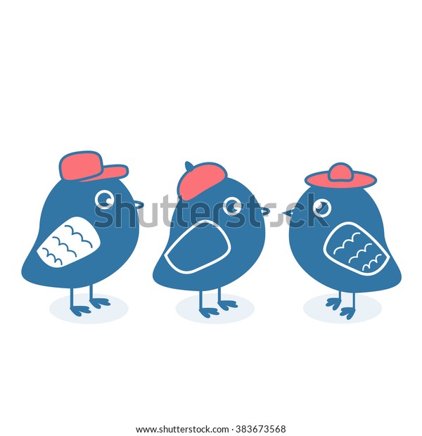 Birds Hats Vector Illustration Stock Vector (Royalty Free) 383673568 ...