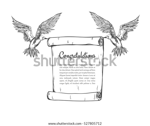 Birds Holding Beak Sheet Old Paper Stock Vector (Royalty Free) 527805712