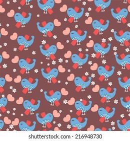 Birds Love Romantic Vector Background Seamless Stock Vector (Royalty ...