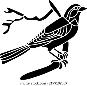 Birds On Branch Vector Stencil Black Stock Vector (Royalty Free ...