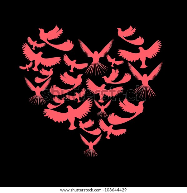 Birds Outline Heart Stock Vector (Royalty Free) 108644429 | Shutterstock