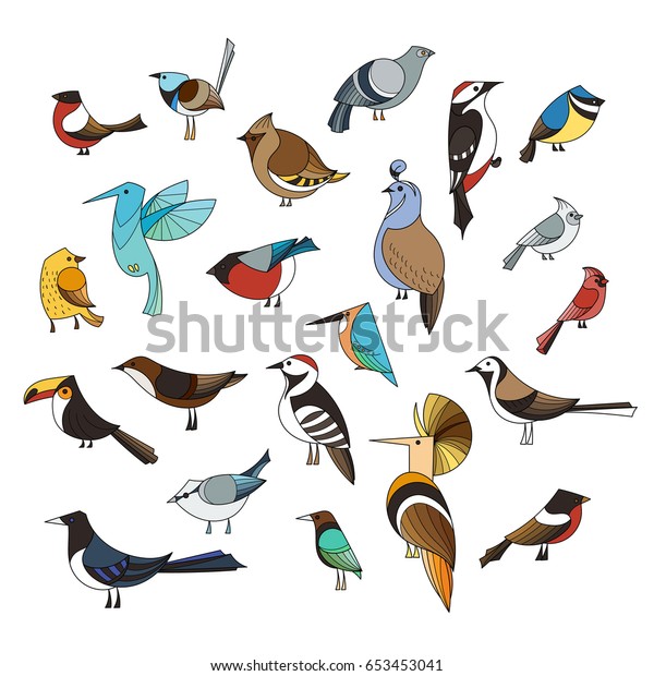 Aves puestas. Colección vectorial conectada. Arte: vector de stock ...