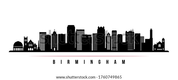 Birmingham Skyline Horizontal Banner Black White Stock Vector (Royalty ...